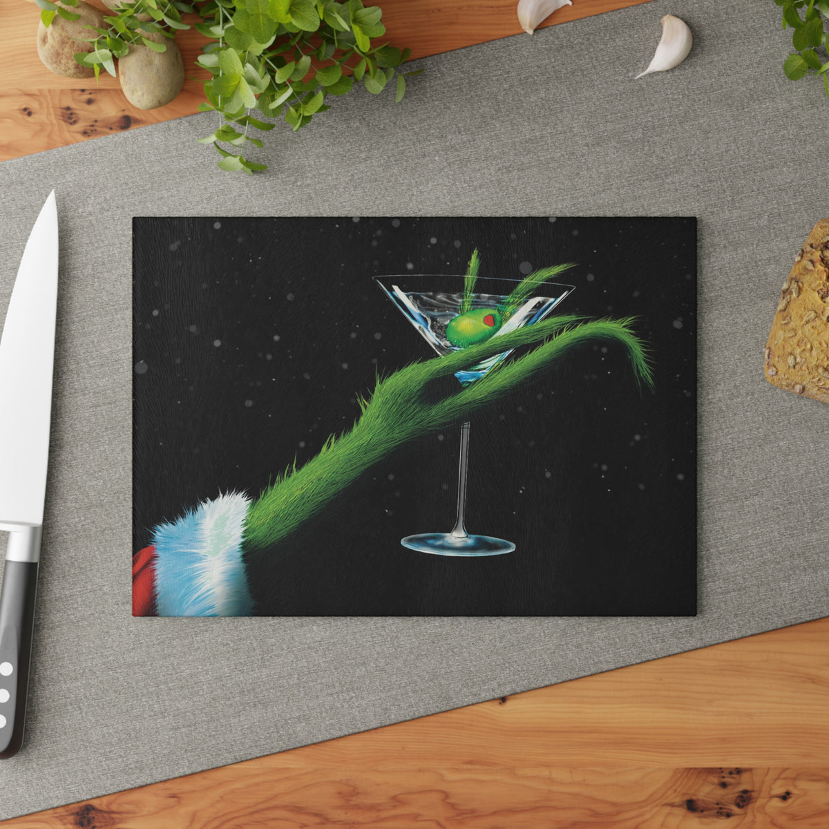 The Martini Grinch Christmas Cutting Board – Wicked Cat
